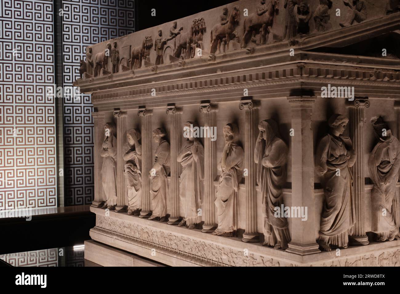 Istanbul, Turkey - September 16 2023: Marble Sarcophagus of the Mouring ...