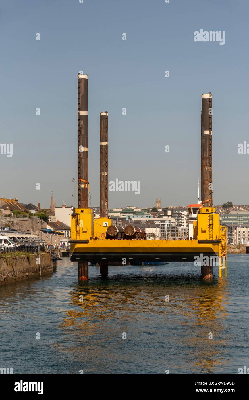 Plymouth, Devon, England, UK. 6 September 2023. Self elevating platform ...