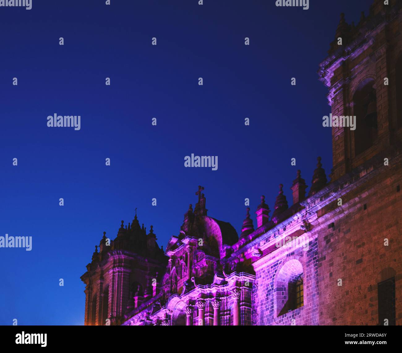 Cathedral in Cusco by night, Peru Stock Photo - Alamy