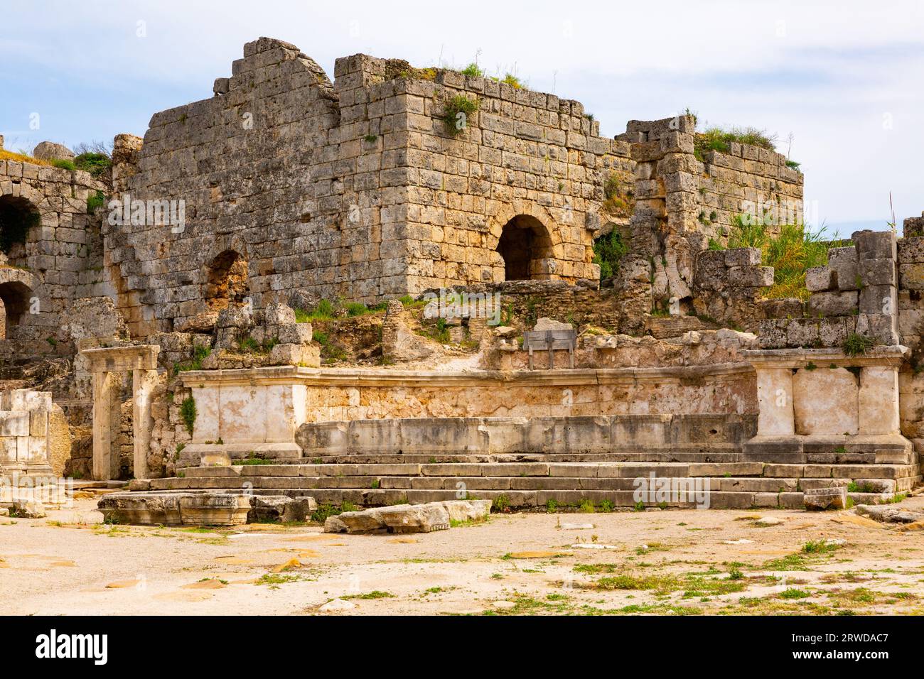 Remains of Roman nymphaeum building in Perga, Turkey Stock Photo - Alamy