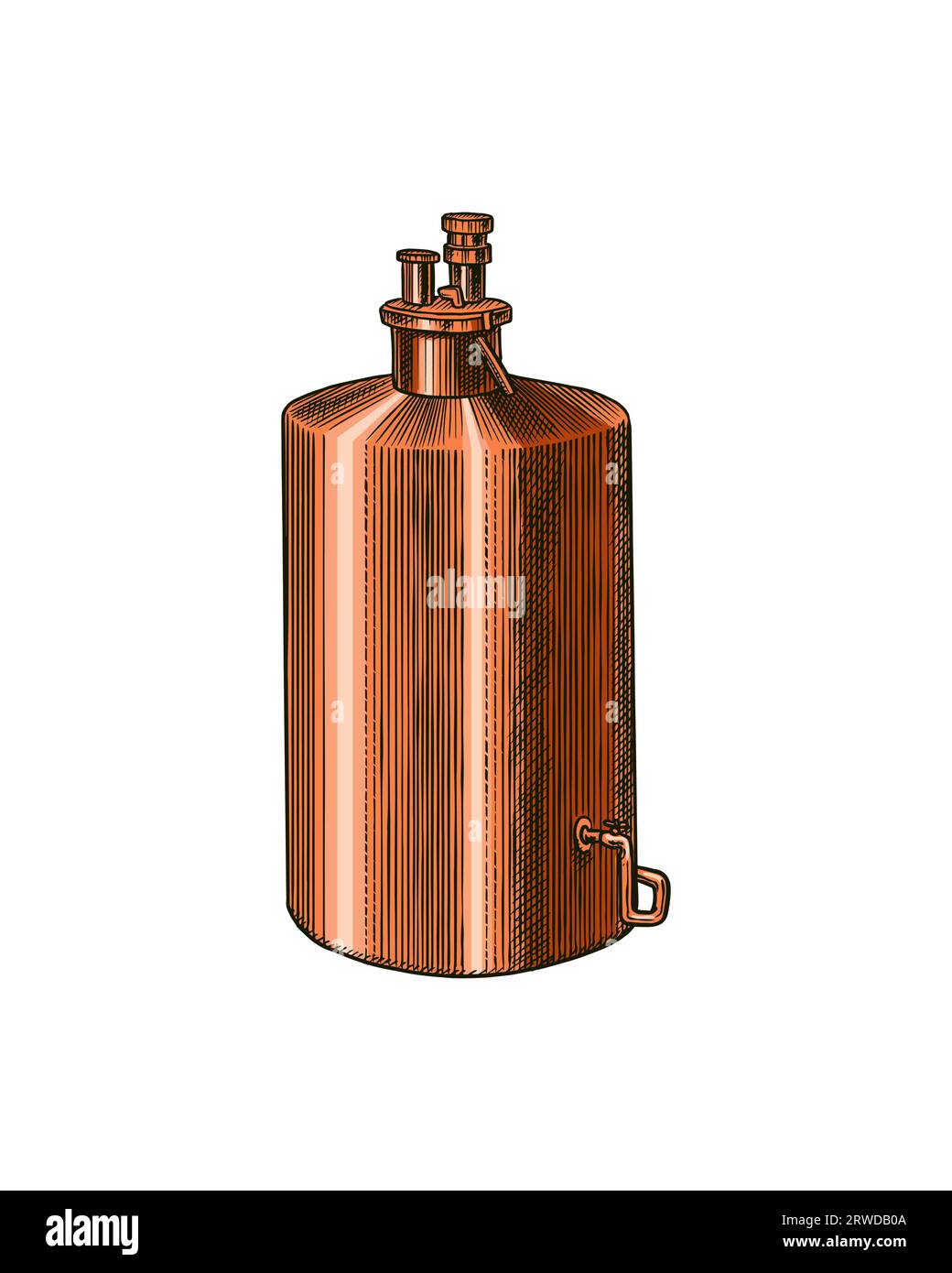 Pot Swan necked copper stills distillery for making alcohol. Bottle of ...