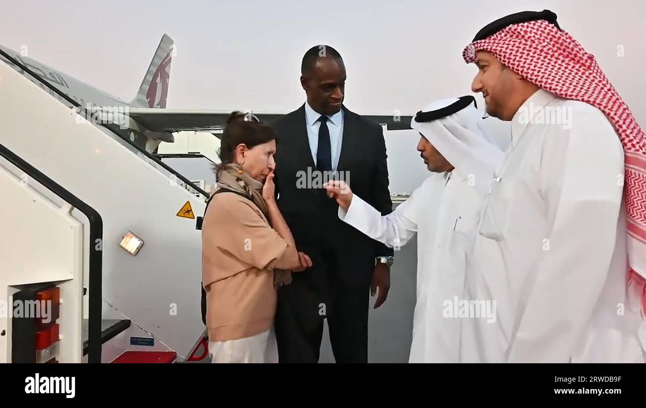 Doha, Qatar. 18th Sep, 2023. US Ambassador to Doha Timmy Davis (2L ...