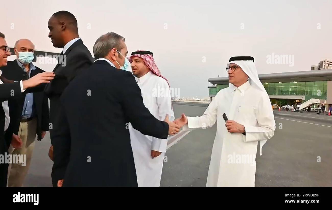 Doha, Qatar. 18th Sep, 2023. US Ambassador to Doha Timmy Davis (3L ...