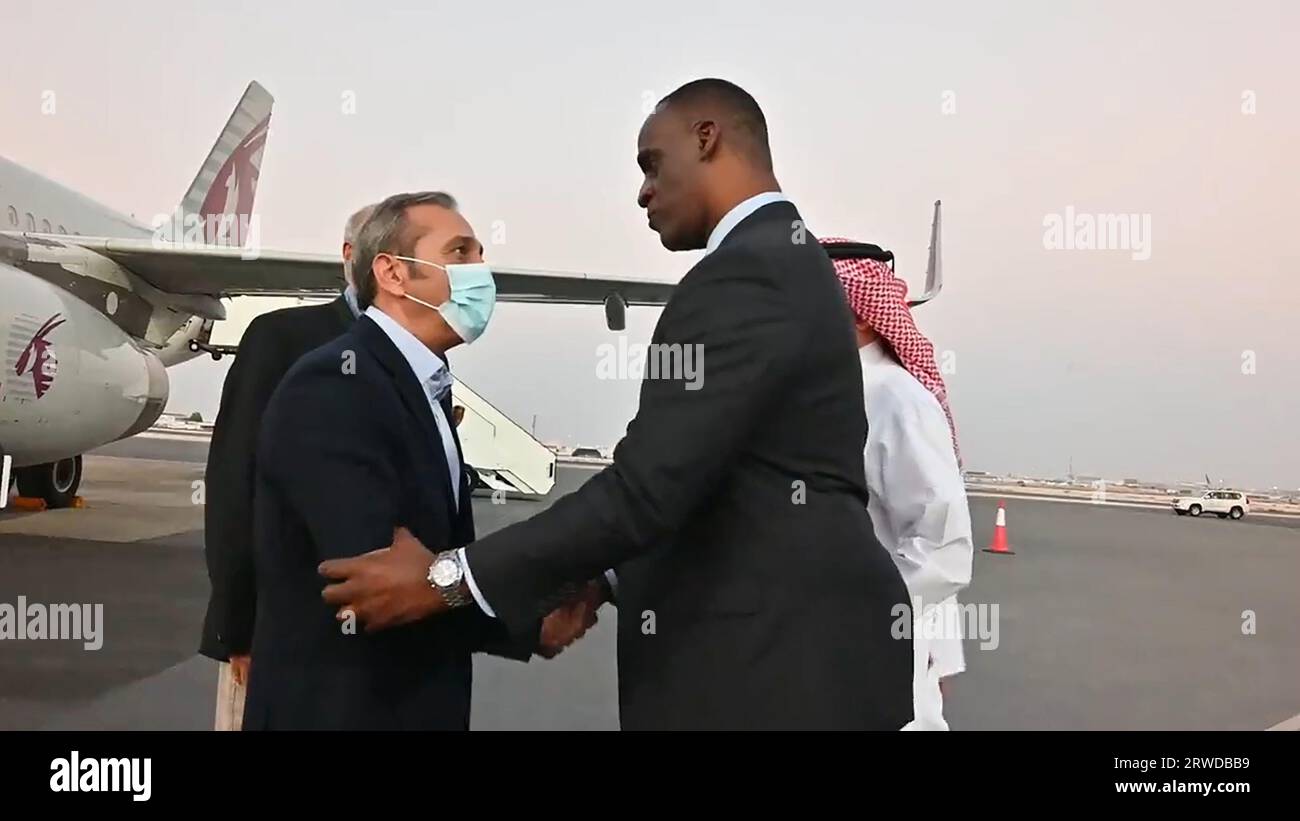 Doha, Qatar. 18th Sep, 2023. US Ambassador to Doha Timmy Davis (R ...