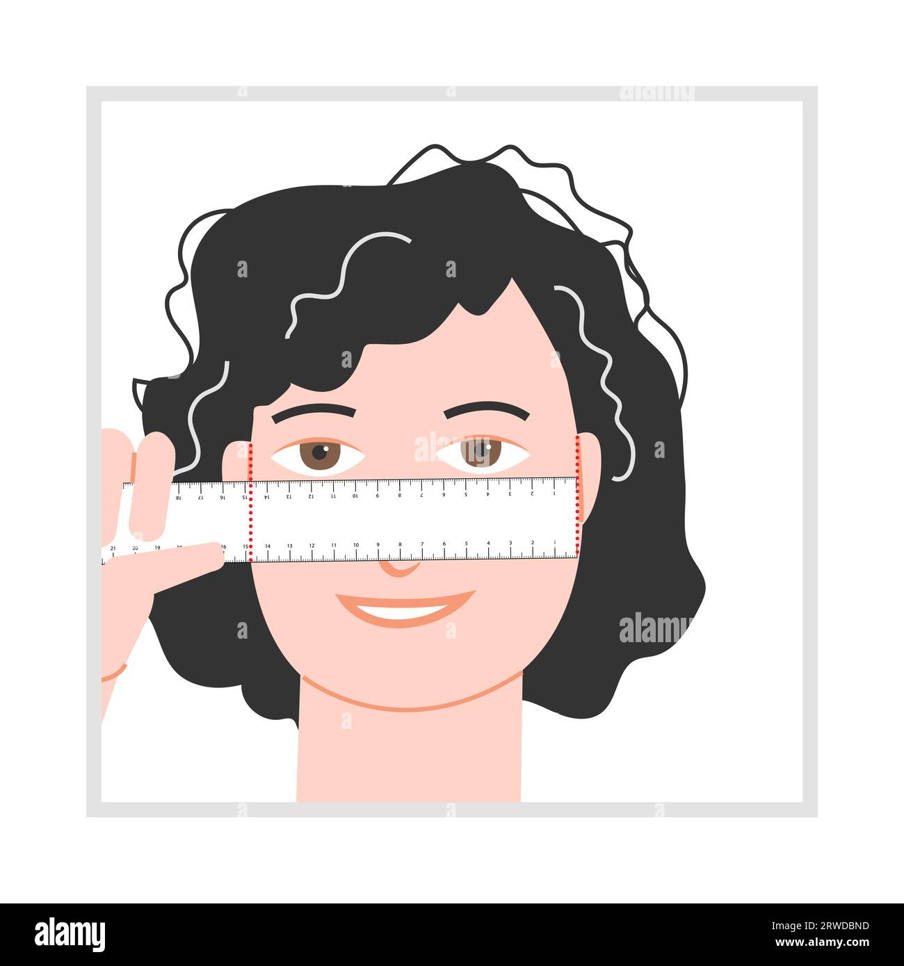 Character self measuring pupil distance with ruler for order or buying ...