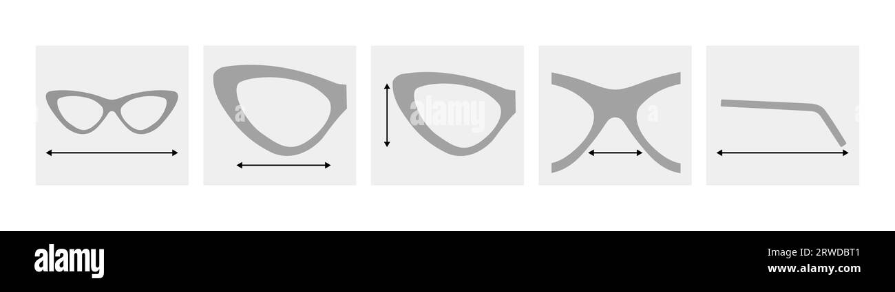 Set of Glasses Size Chart measurement Eye frame fashion medical ...