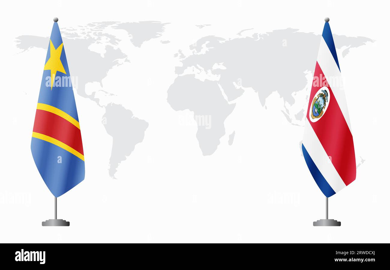 Democratic Republic of Congo and Costa Rica flags for official meeting ...
