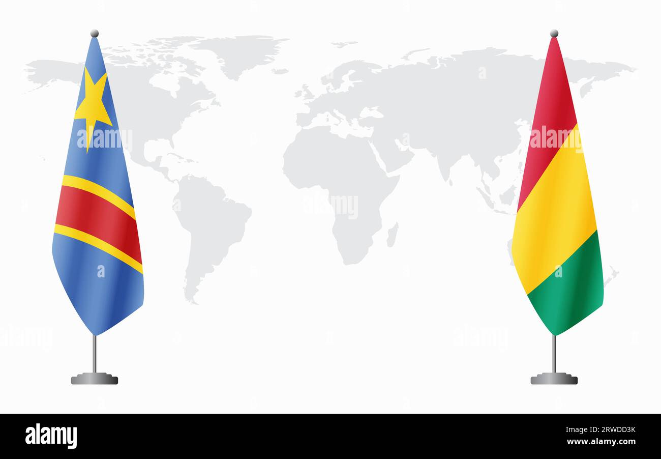 Democratic Republic of Congo and Guinea flags for official meeting ...