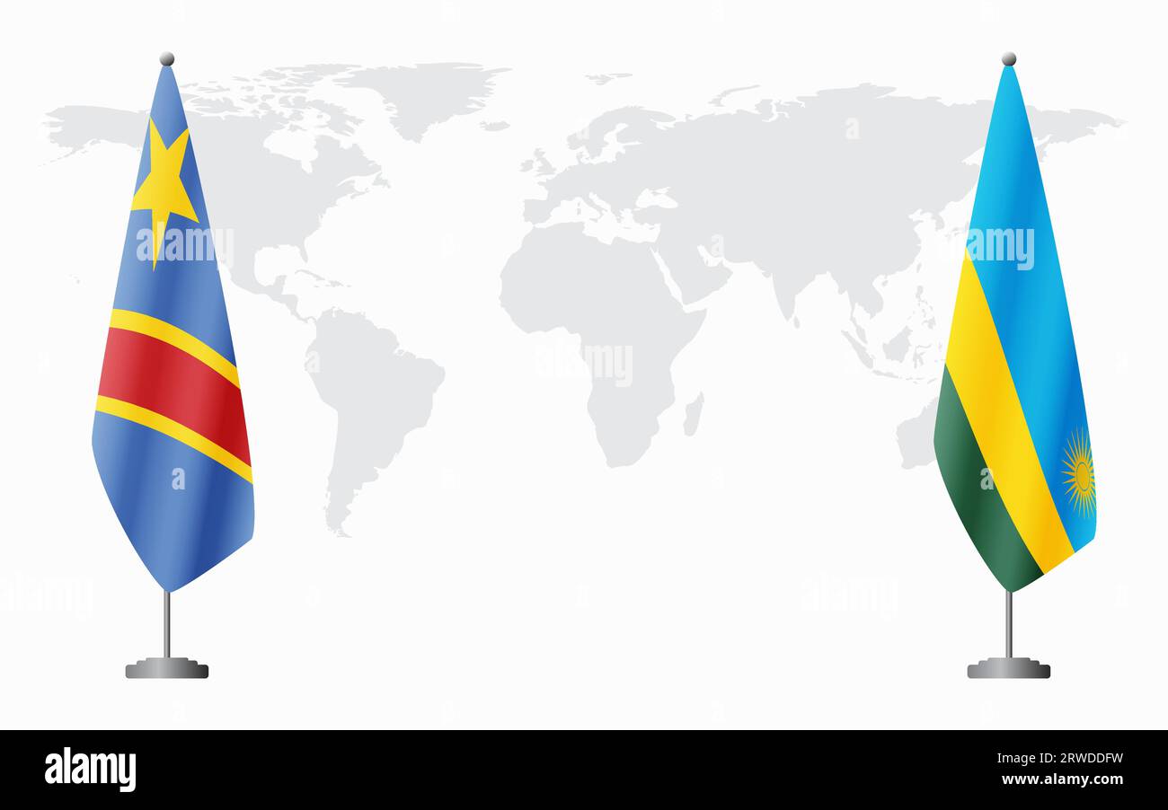 Democratic Republic of Congo and Rwanda flags for official meeting ...