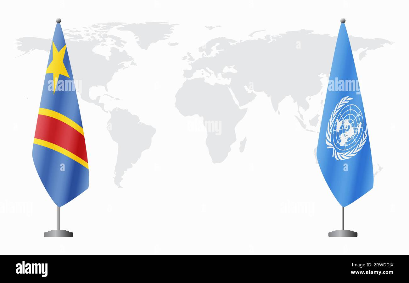 Democratic Republic of Congo and United Nations flags for official ...