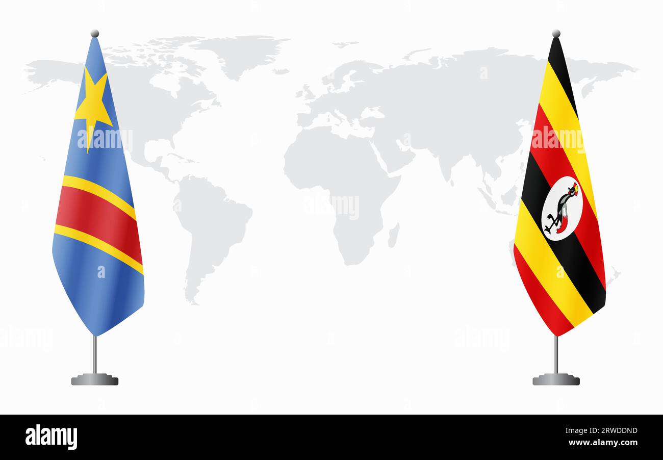 Democratic Republic of Congo and Uganda flags for official meeting ...