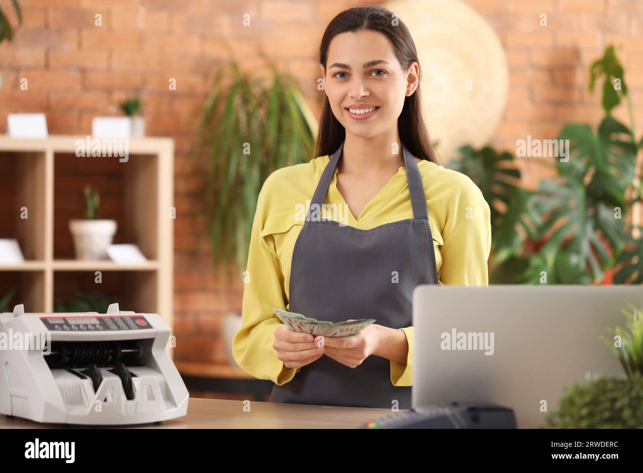 Cashier bank portrait hi-res stock photography and images - Alamy