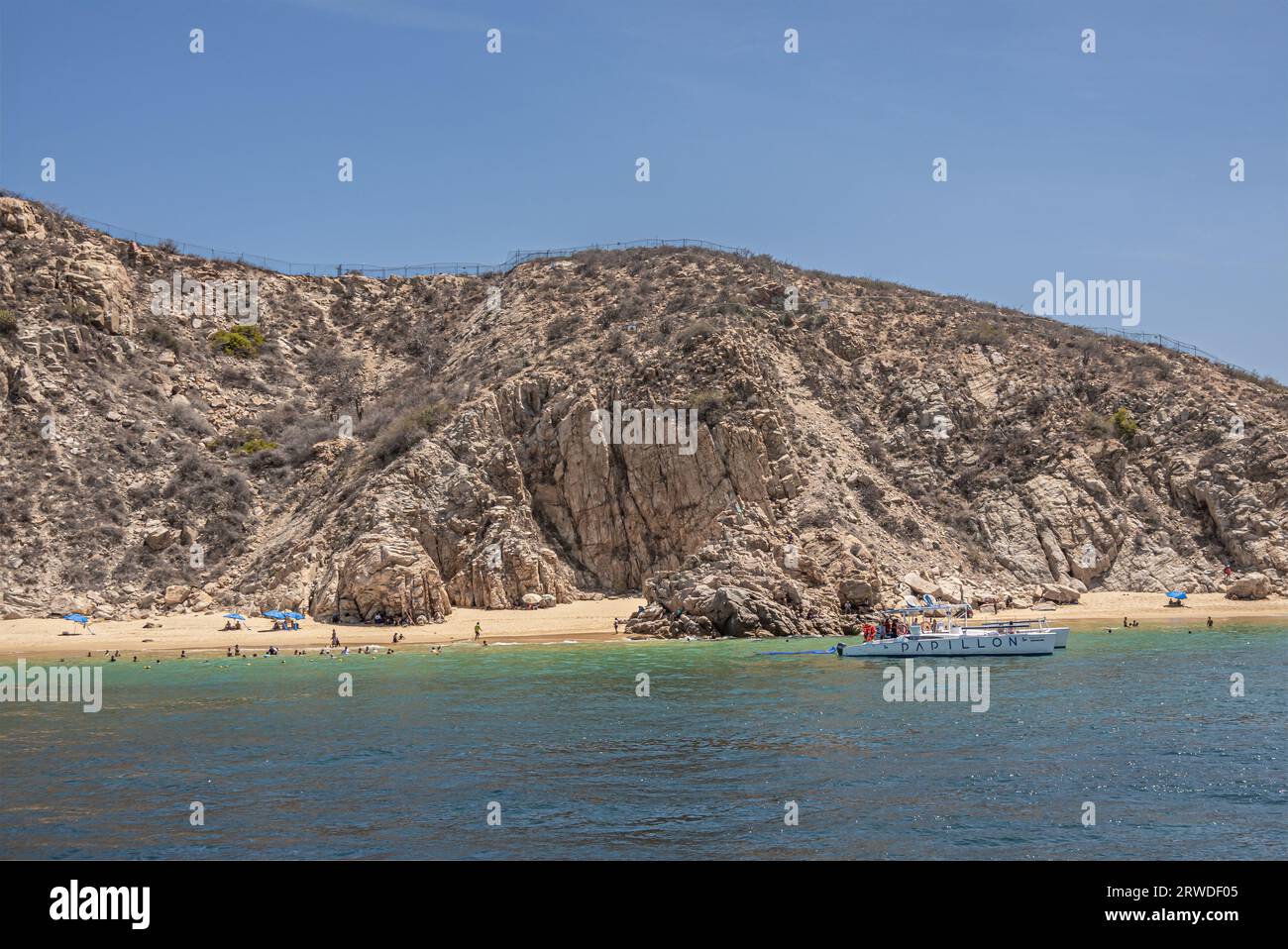 Mexico, Cabo San Lucas - July 16, 2023: Beige-brown rocky hills at ...