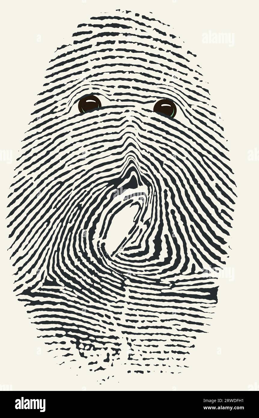 A fingerprint is turned into a face in this 3-d illustation Stock Photo ...