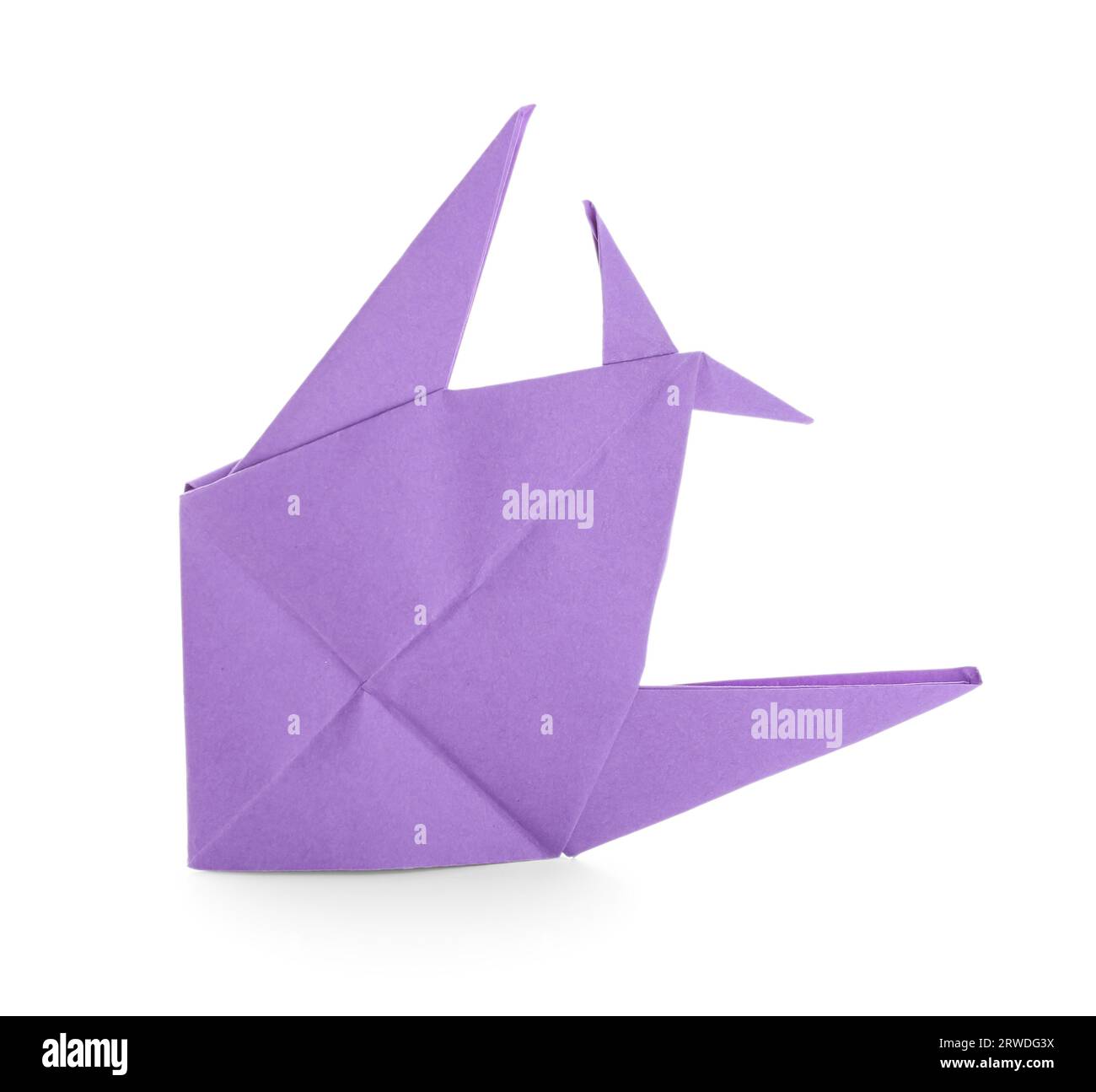 Purple origami fish on white background Stock Photo - Alamy