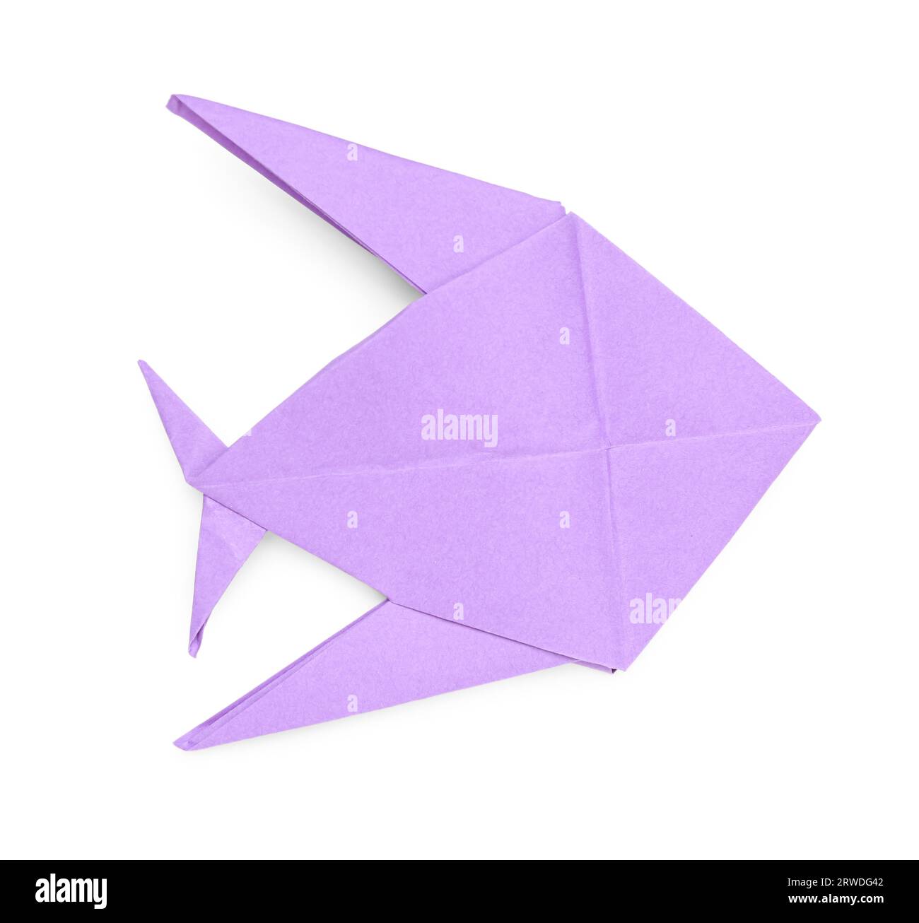 Purple origami fish on white background Stock Photo - Alamy