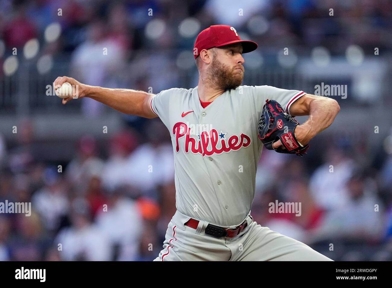 Philadelphia Phillies starting pitcher Zack Wheeler (45) works in the ...