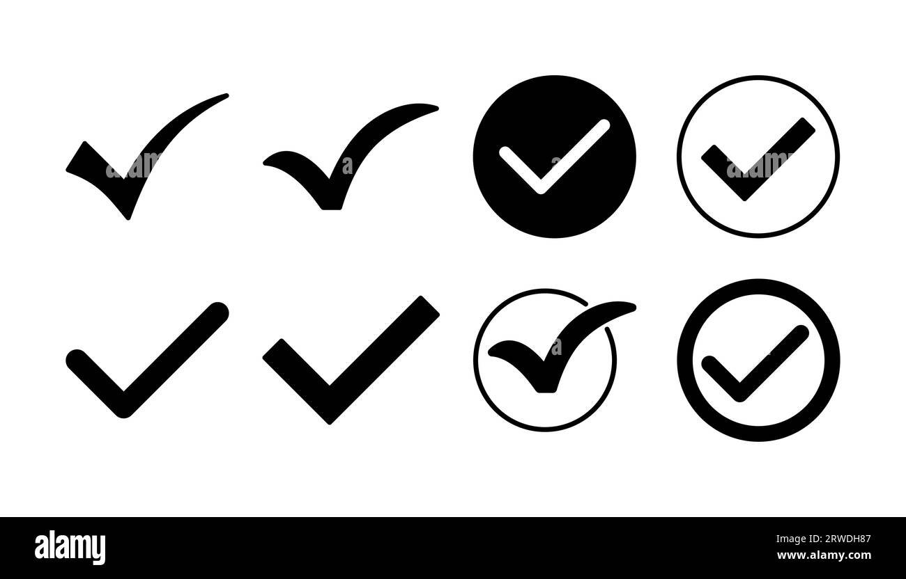 Check mark and acceptance Black and White Stock Photos & Images - Alamy