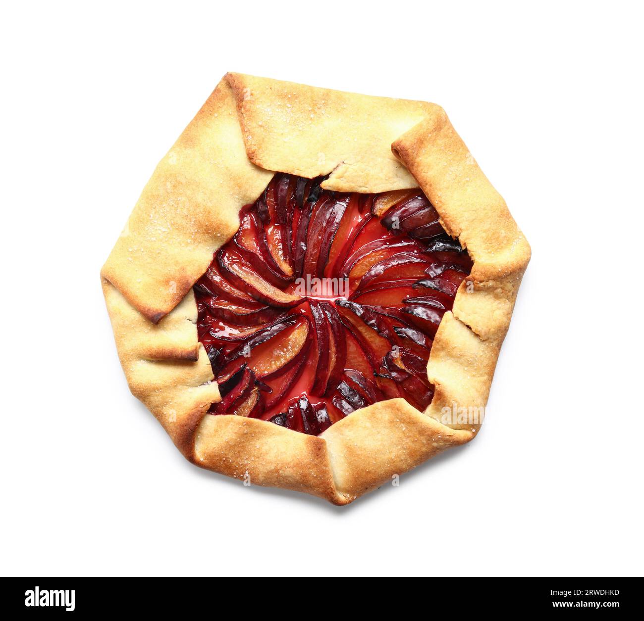 Delicious plum galette on white background Stock Photo - Alamy