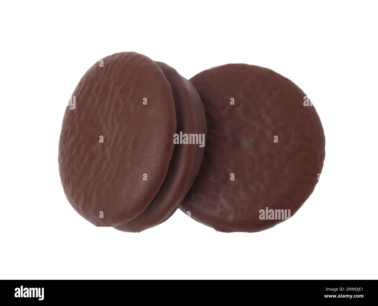 Tasty choco pies isolated on white, top view Stock Photo - Alamy