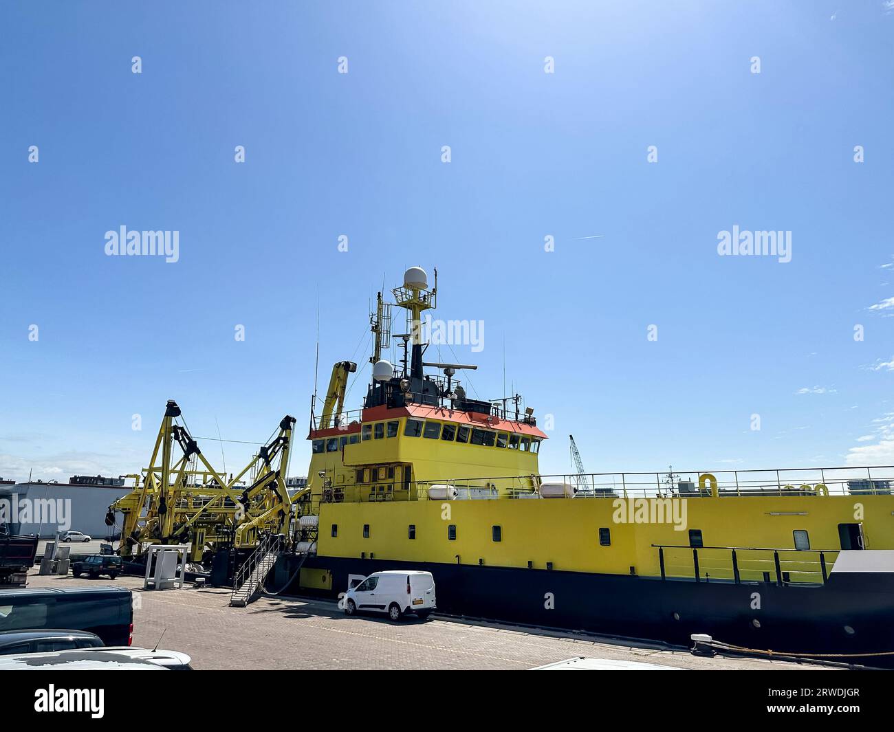 Ship moored in sea port on sunny day Stock Photo - Alamy