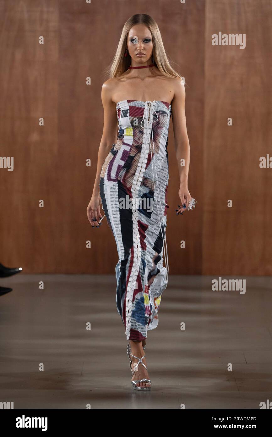 London, UK. 17th Sep, 2023. A model walks on the runway at the Sinead ...