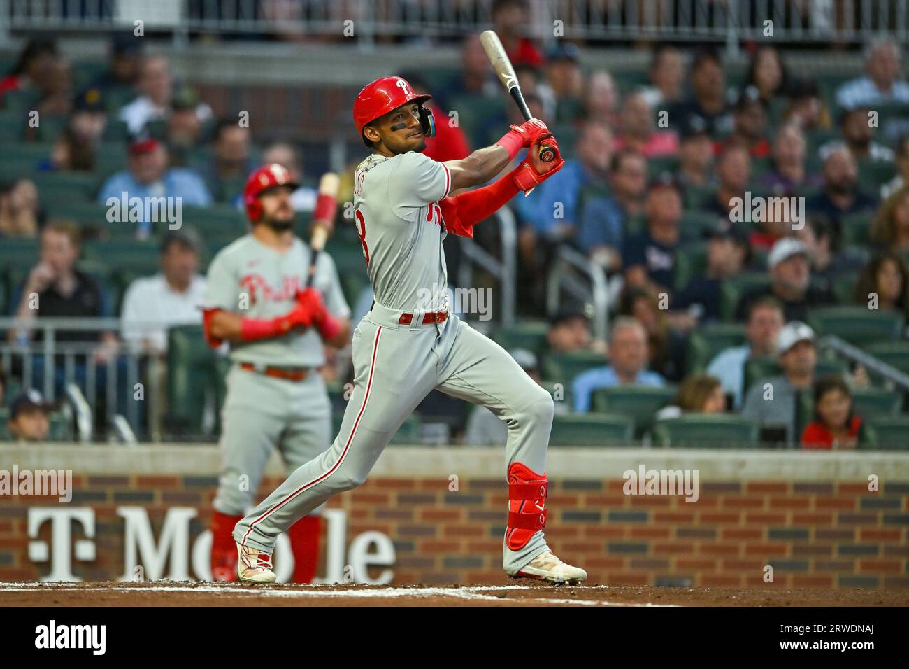 ATLANTA, GA – SEPTEMBER 18: Philadelphia center fielder Johan Rojas (18 ...