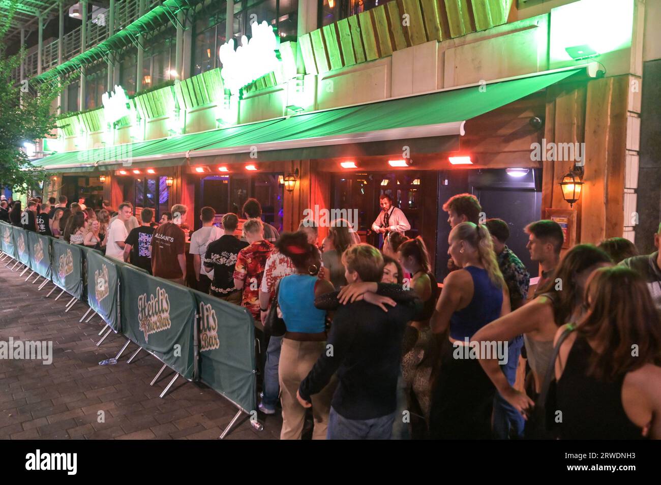 Broad Street, Birmingham, 18th September 2023 - Students waited to get ...