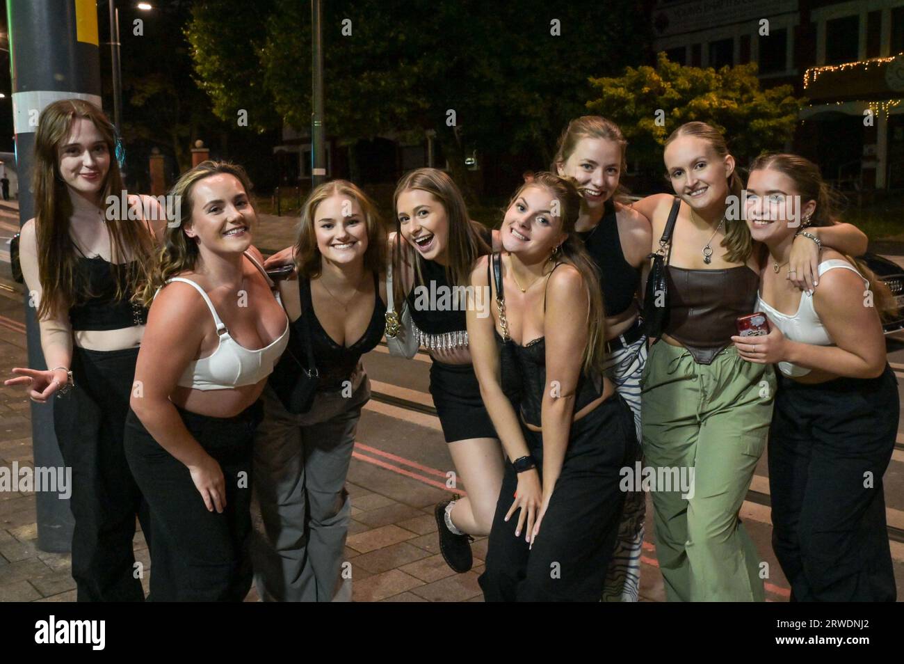 Broad Street, Birmingham, 19th September 2023 - Students waited to get ...