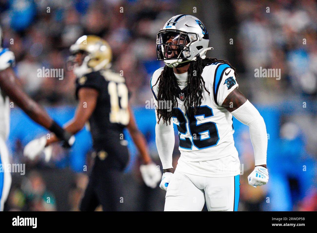 Carolina Panthers cornerback Donte Jackson celebrates during the first ...