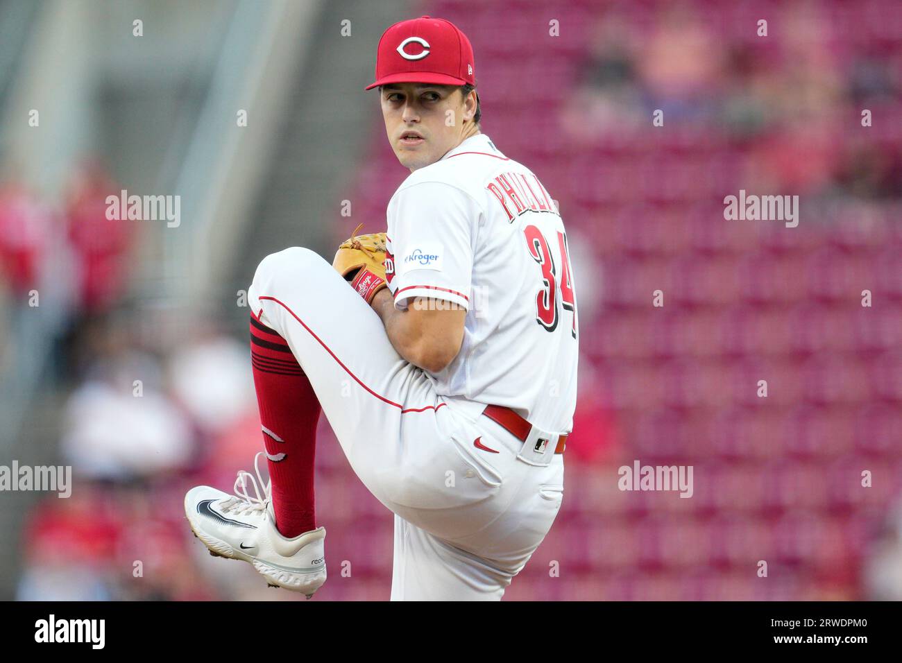 Cincinnati Reds starting pitcher Connor Phillips throws against the ...