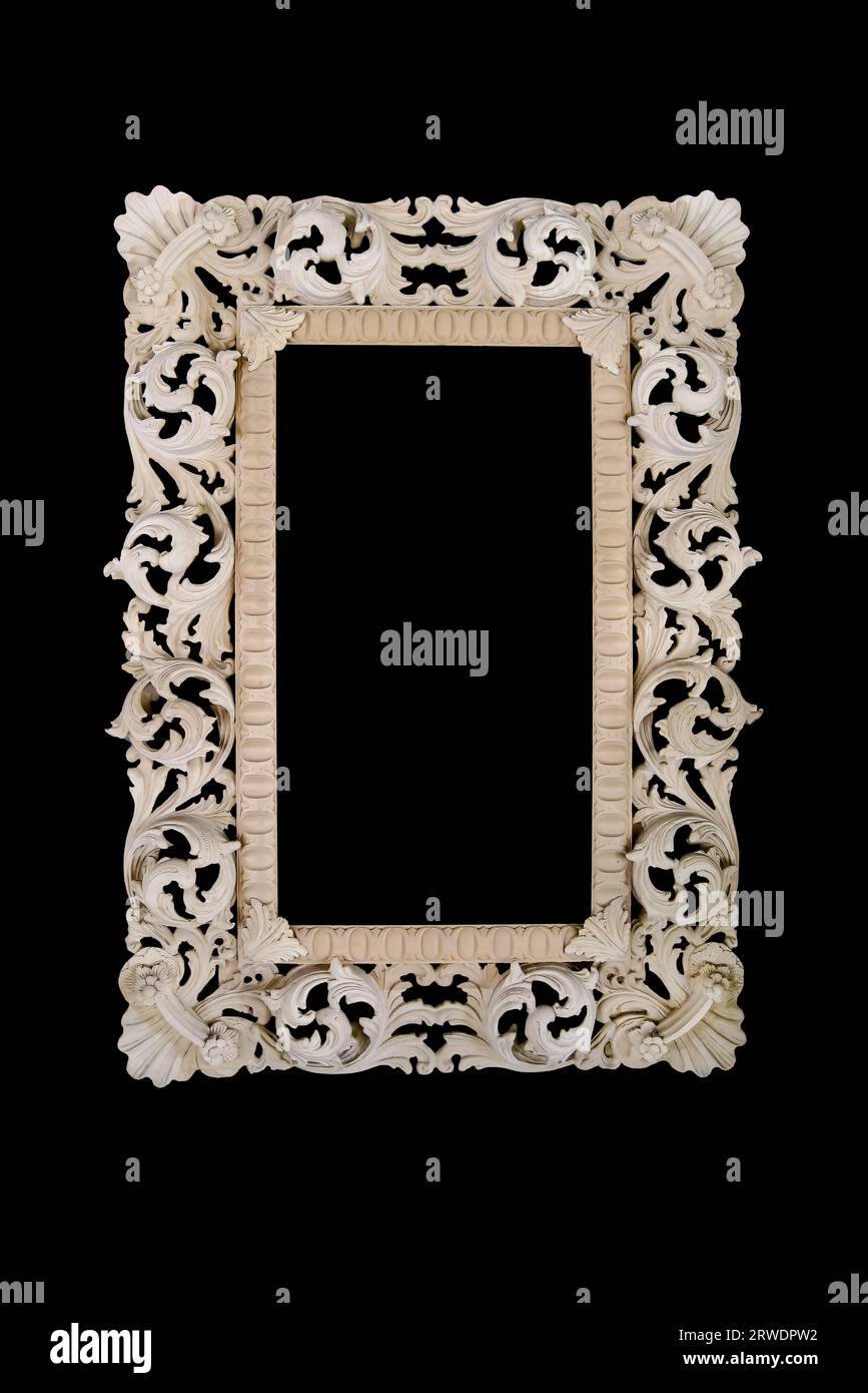 Luxury luxurious white color concrete limestone floral wall frame ...