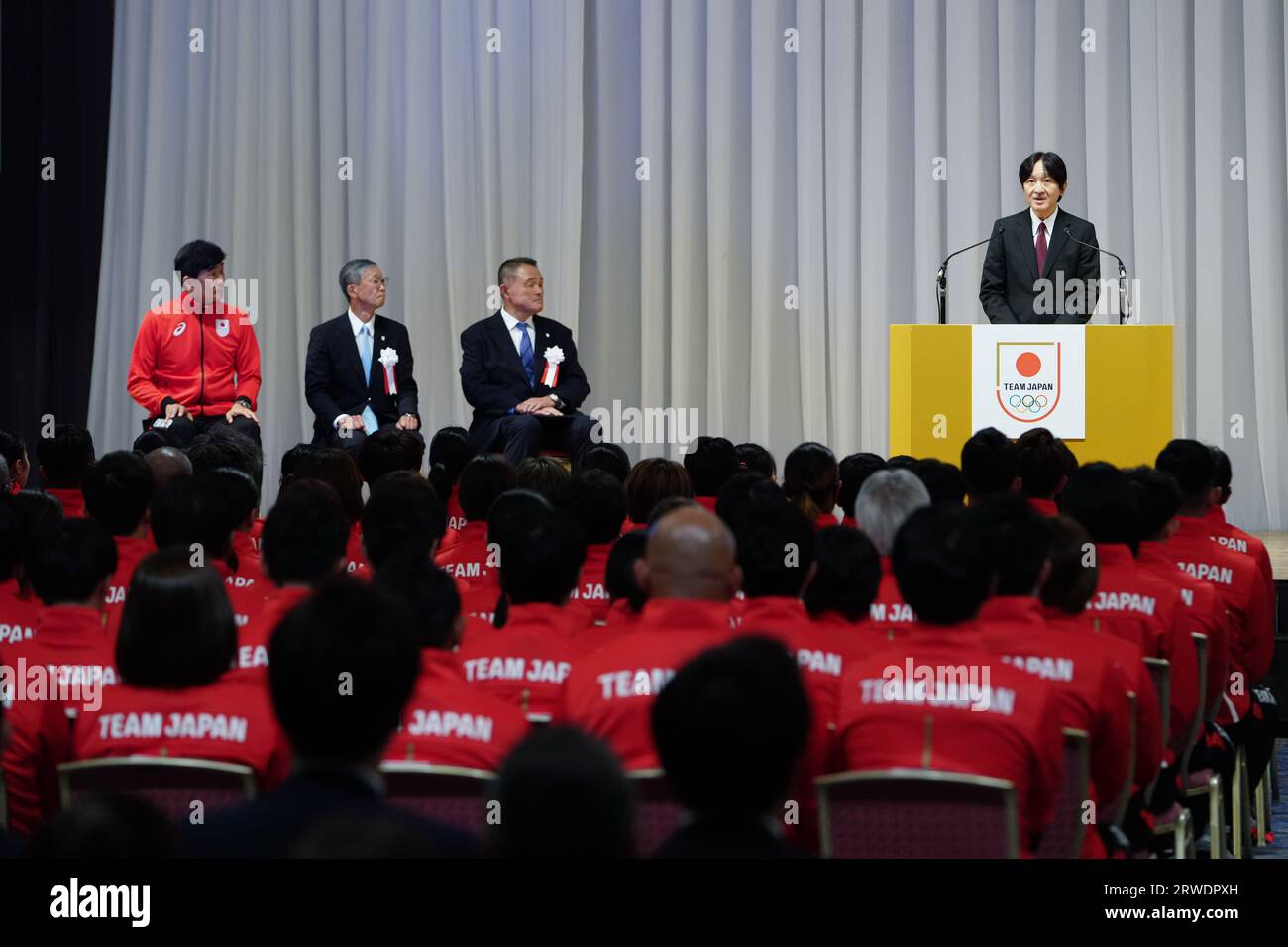 Tokyo, Japan. 15th Sep, 2023. Crown Prince Akishino Asian Games : Japan ...