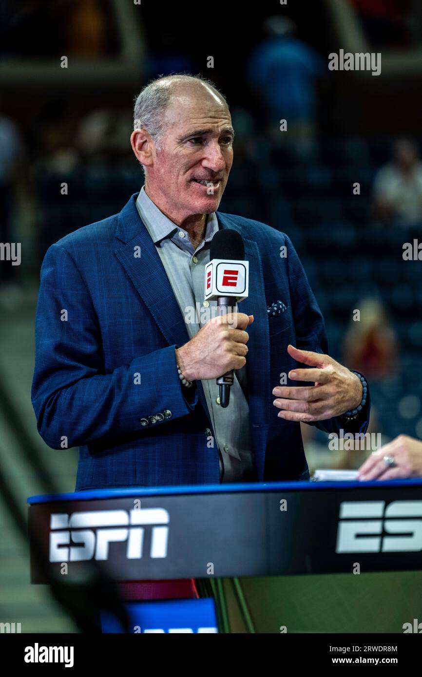 Brad Gilbert, ESPN tennis commentator, and Coco Gauff coach at the 2023 ...