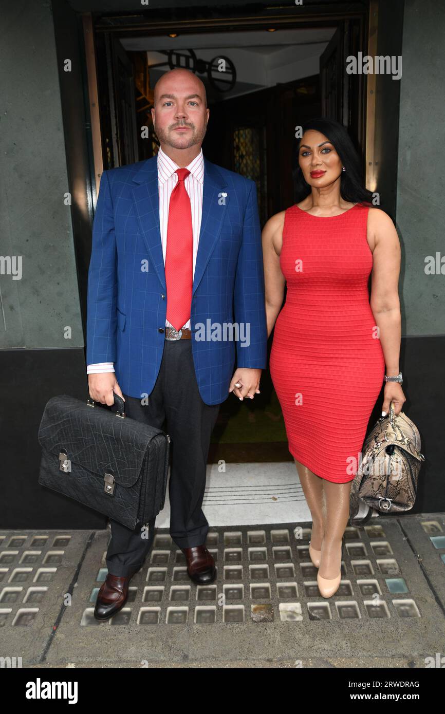 Jeanine Nerissa Sothcott and Jonathan Sothcott leaving The Ivy West ...