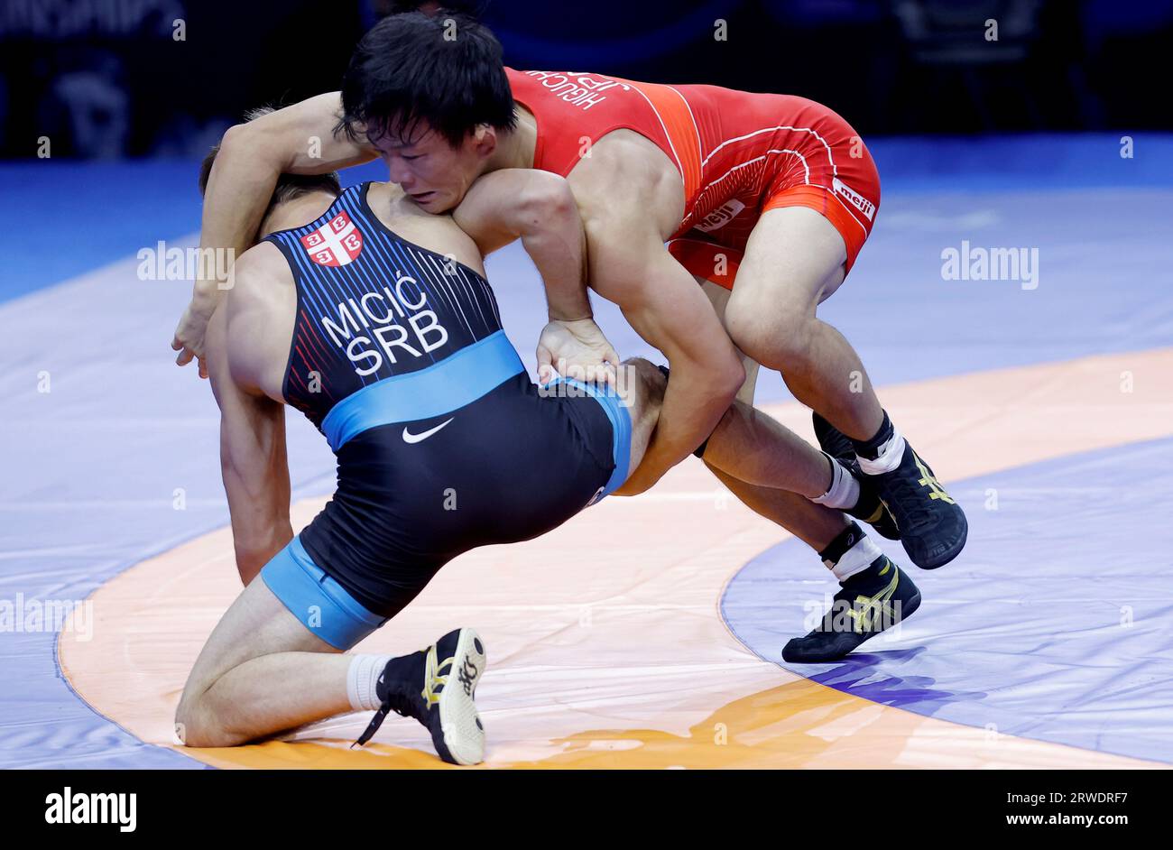 Belgrade. 18th Sep, 2023. Japan's Higuchi Rei (R) and Serbia's Stevan ...