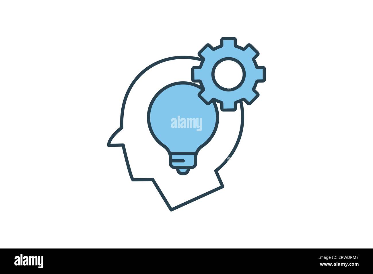 Critical thinking icon. head, bulb and gear icon. suitable for web site ...