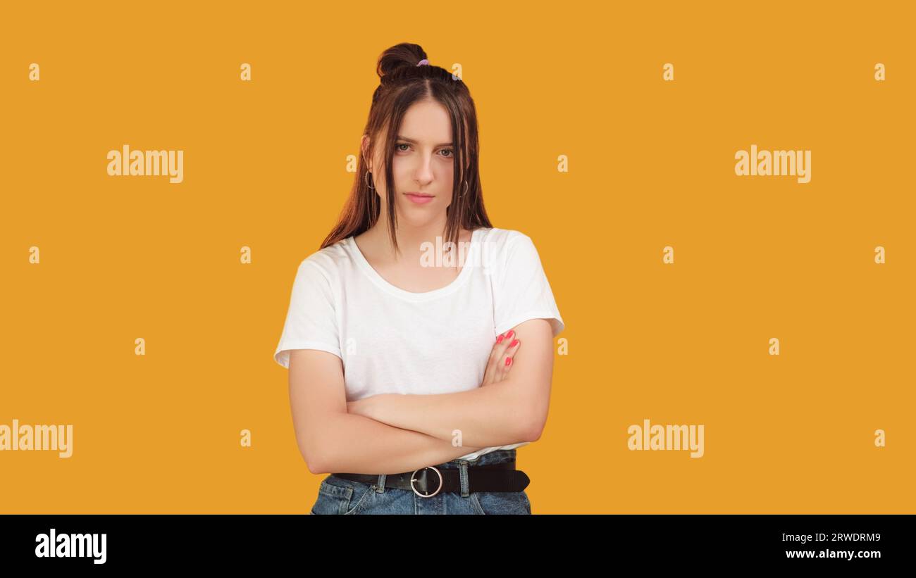 Offended girl skeptic woman critical disbelief Stock Photo - Alamy