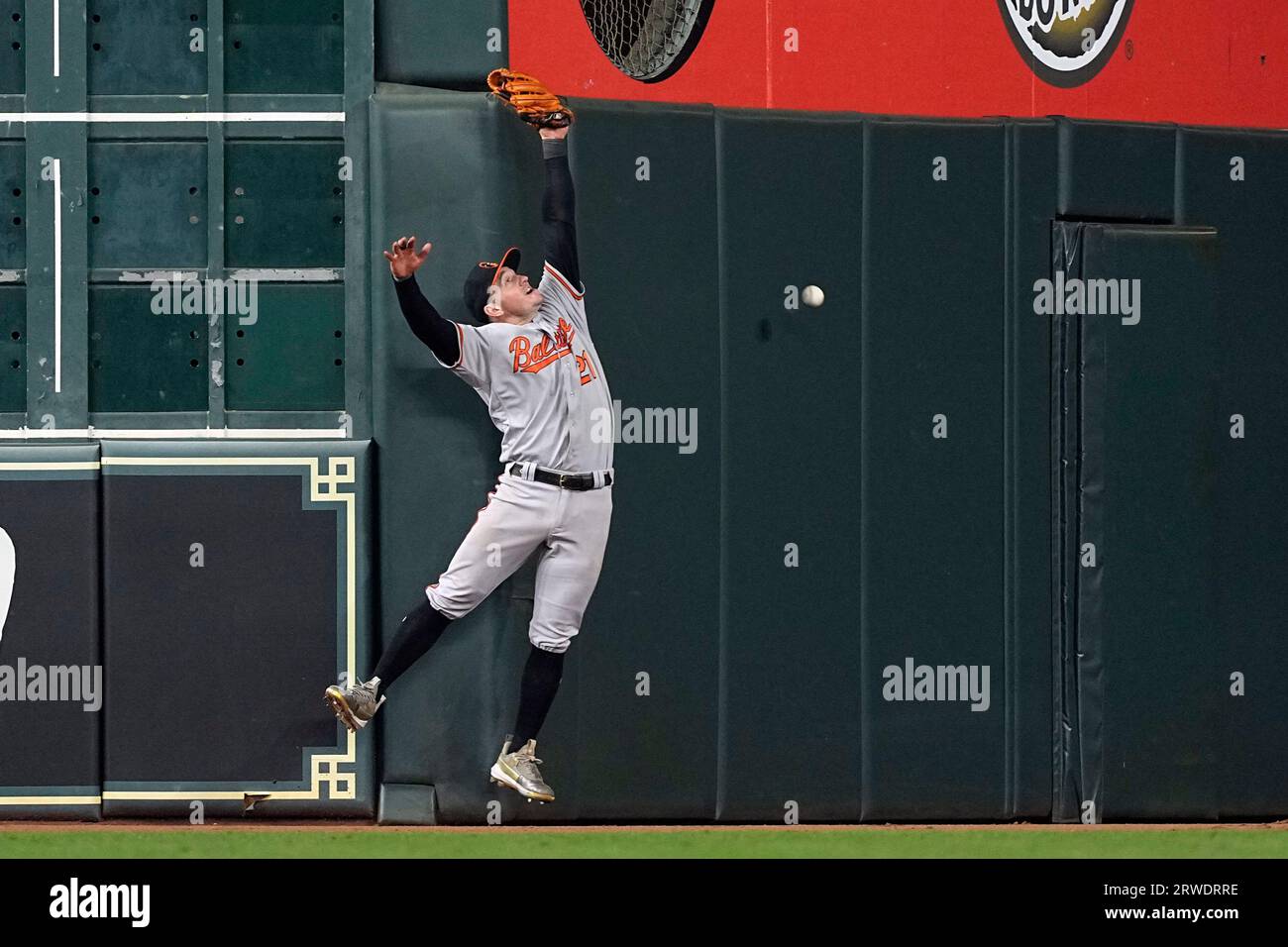 Baltimore Orioles left fielder Austin Hays tries to catch a triple by ...