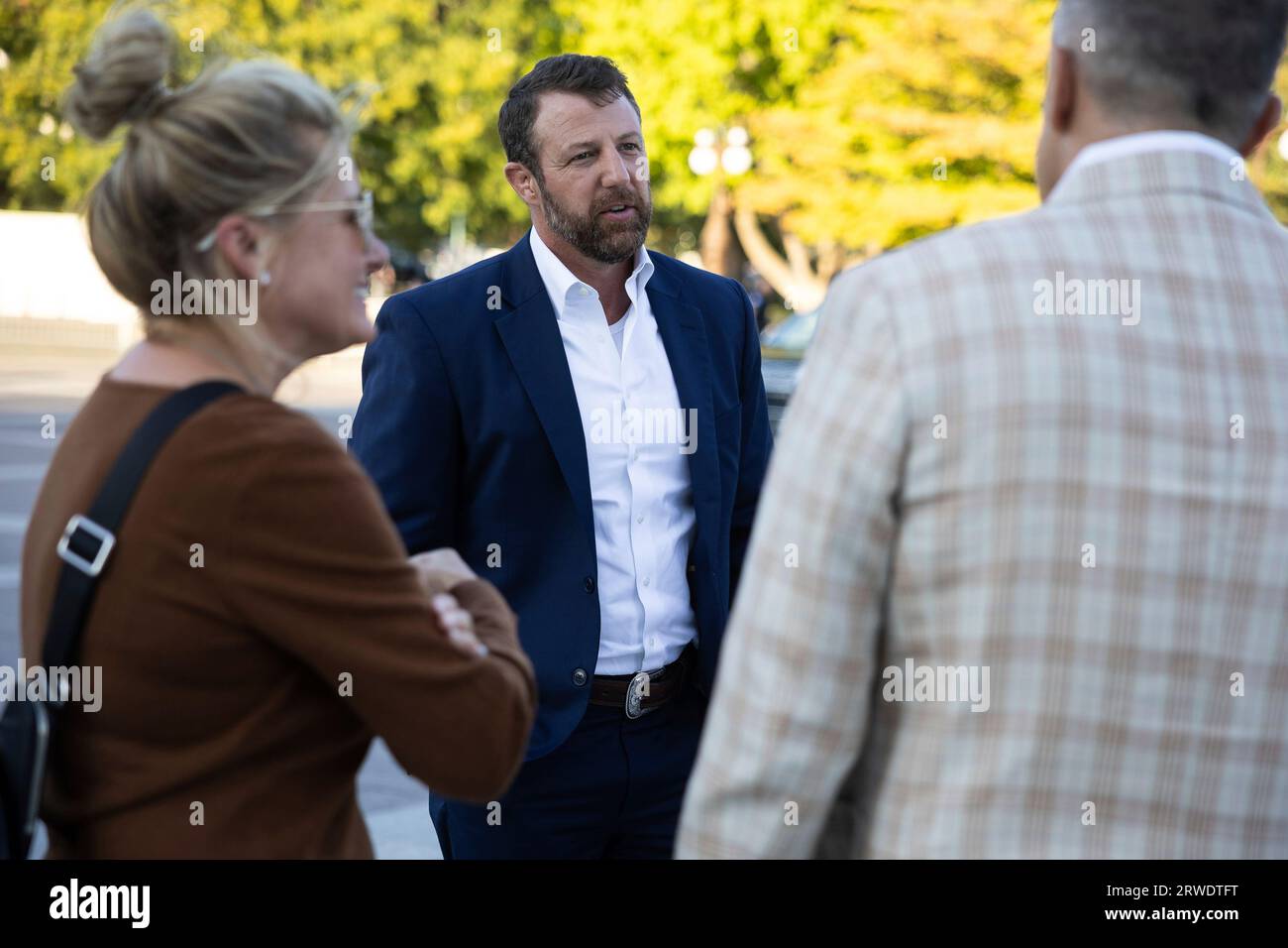 Sen. Markwayne Mullen (R-Okla.) is seen outside the U.S. Capitol Sept ...