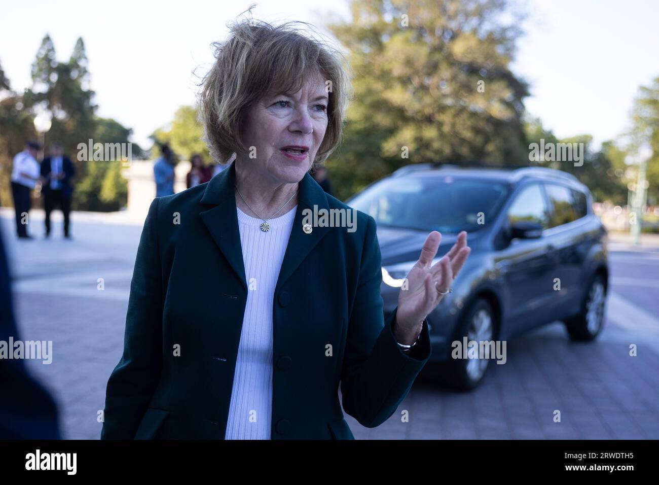 Sen. Tina Smith (D-Minn.) is seen outside the U.S. Capitol Sept. 18 ...