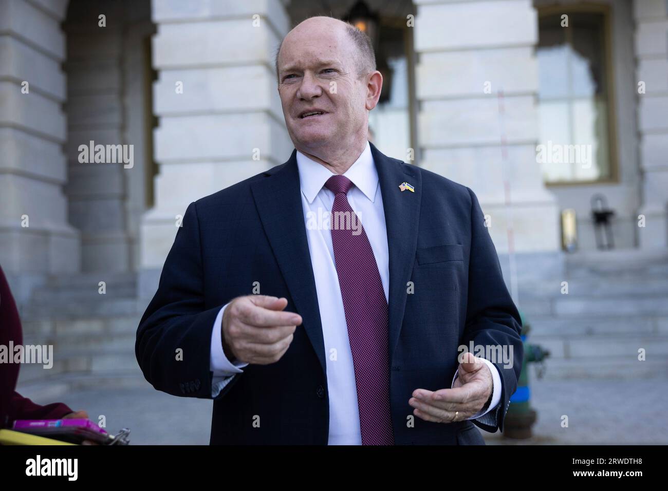 Sen. Chris Coons (D-Del.) is seen outside the U.S. Capitol Sept. 18 ...