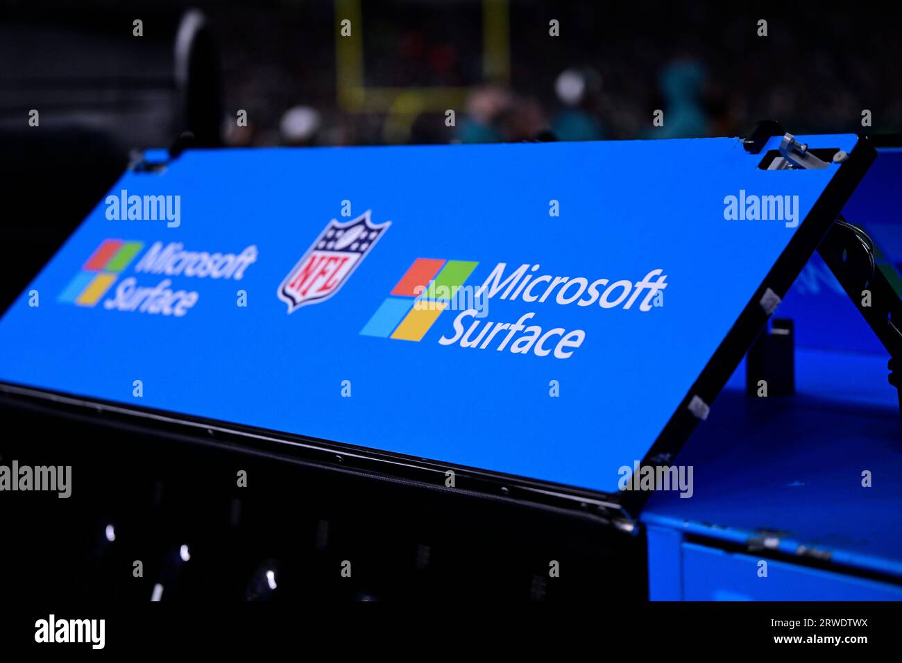 View of the Microsoft Surface logo during an NFL football game between ...