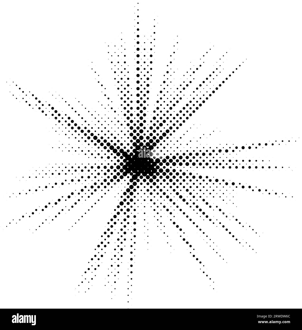 Halftone burst background. Abstract dotted starburst element. Glowing ...