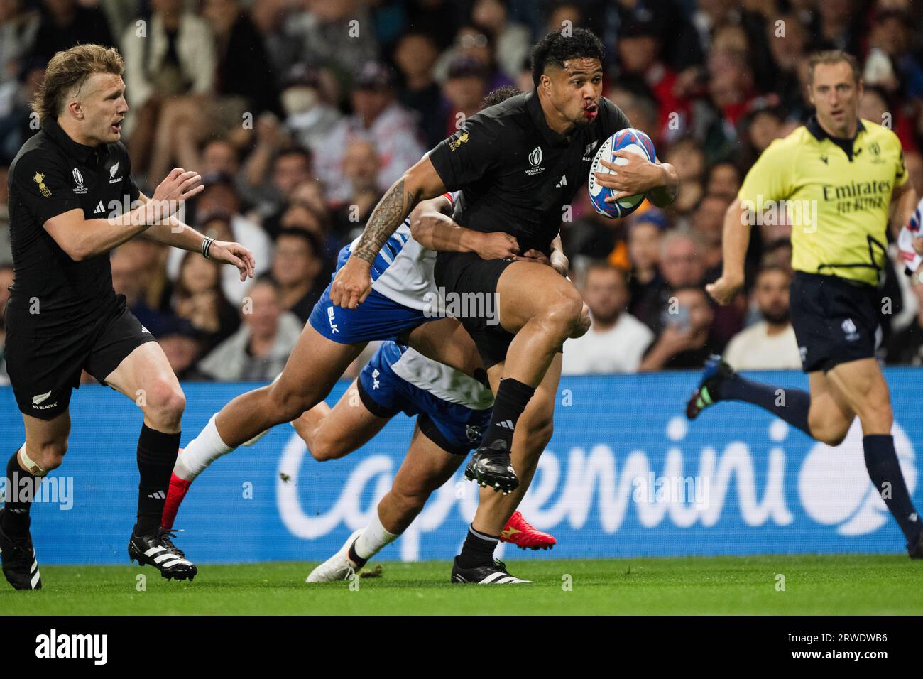 Leicester Fainga'anuku (NZL) during the 2023 Rugby World Cup Pool A ...