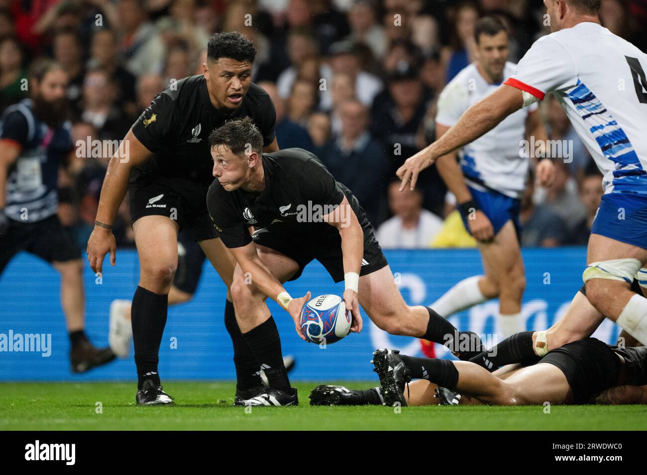 Cam Roigard (NZL) during the 2023 Rugby World Cup Pool A match between ...