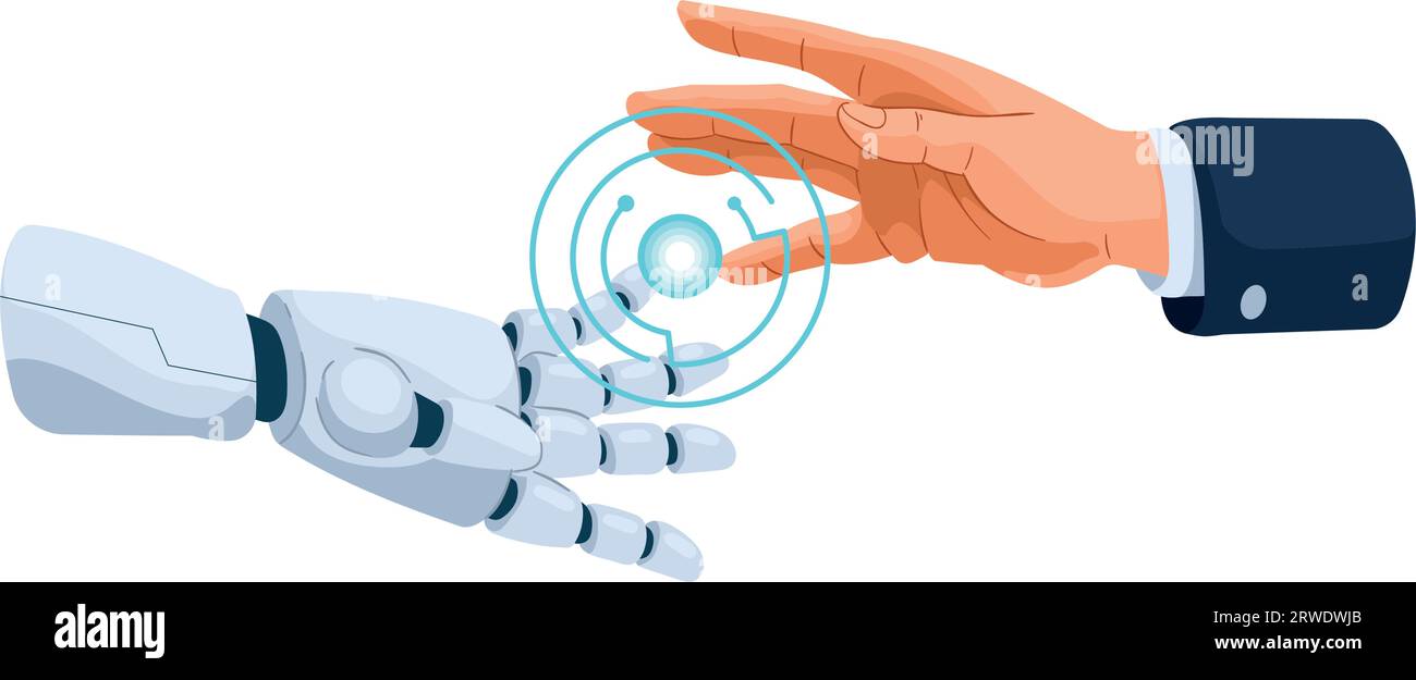 ai technology connected hands robot and human Stock Vector Image & Art ...