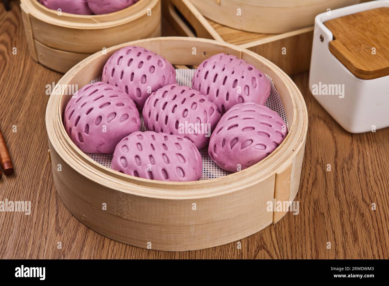 Taro Puree Bun,chinese bun,bao zi Stock Photo - Alamy