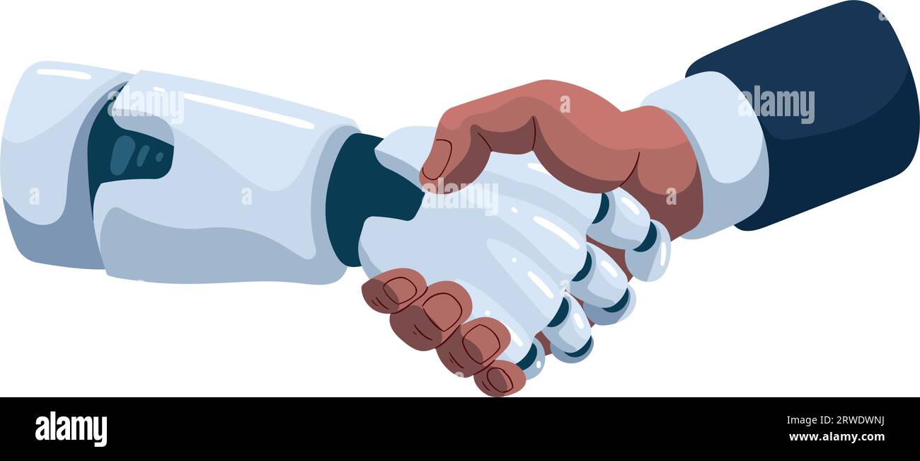 Man machine handshake Cut Out Stock Images & Pictures - Alamy