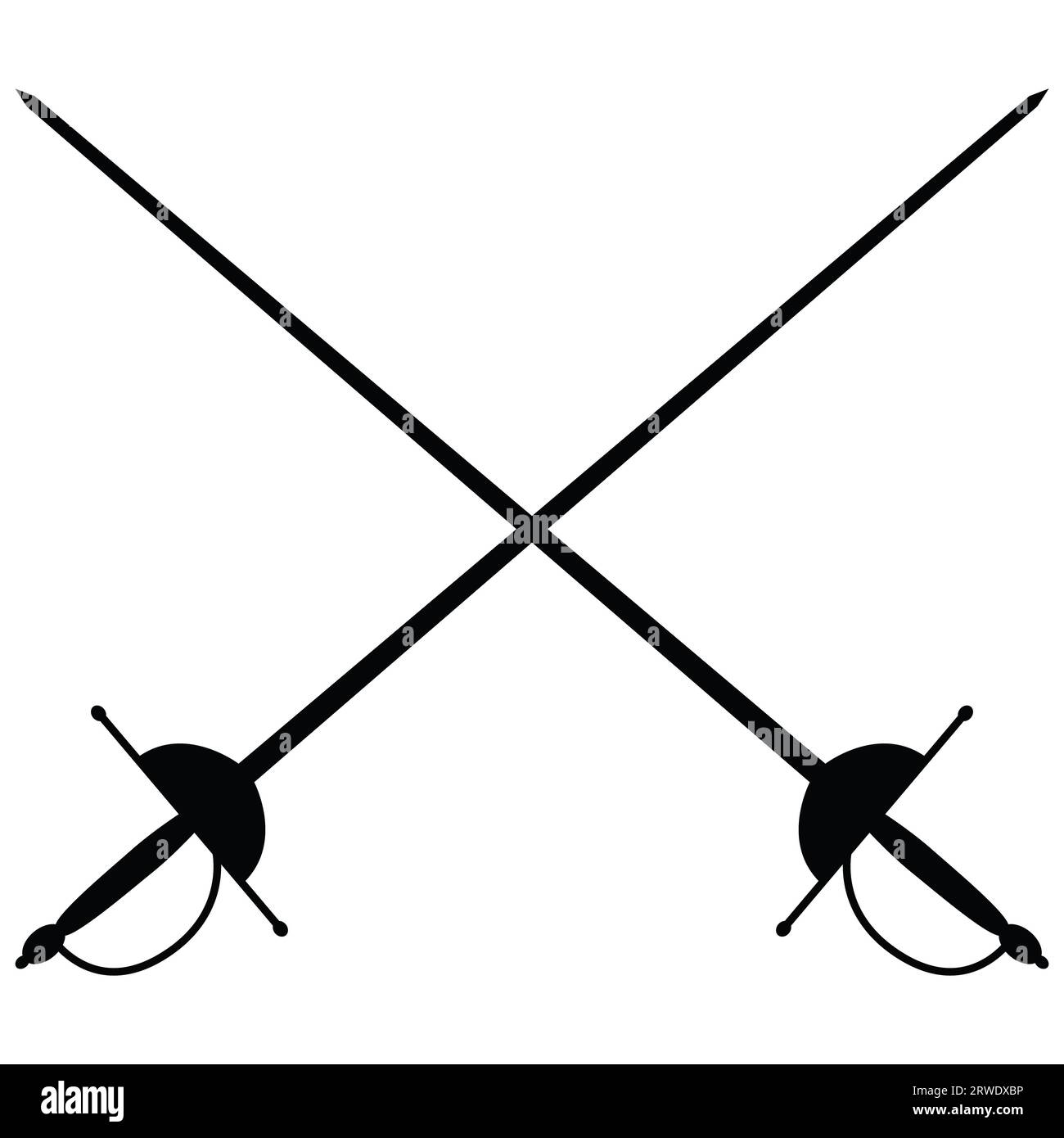 fencing icon. two crossed sword sign. rapier symbol. flat style Stock ...